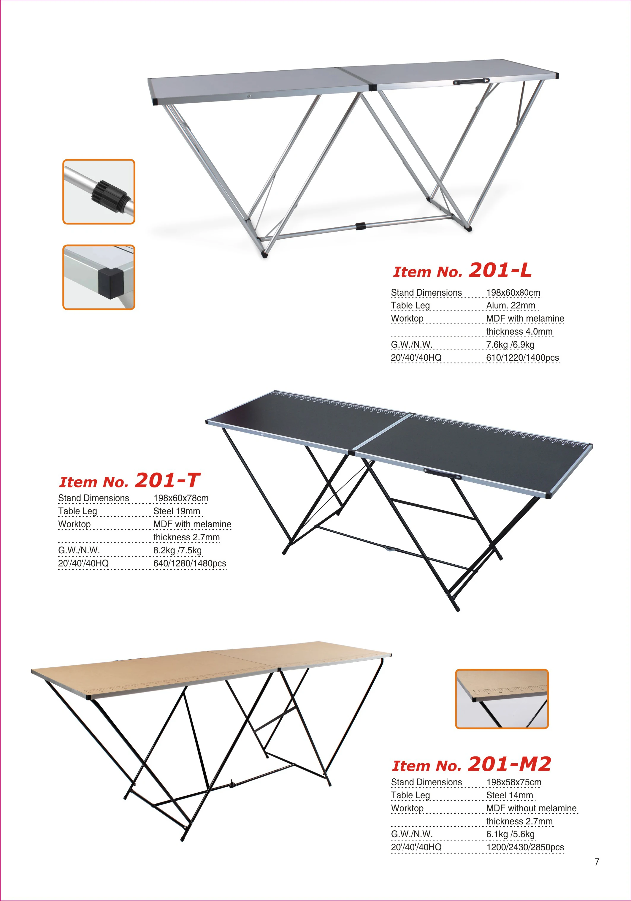 2m (4 Ft) Long Aluminum Hot Sale Folding Wallpaper Paste Table