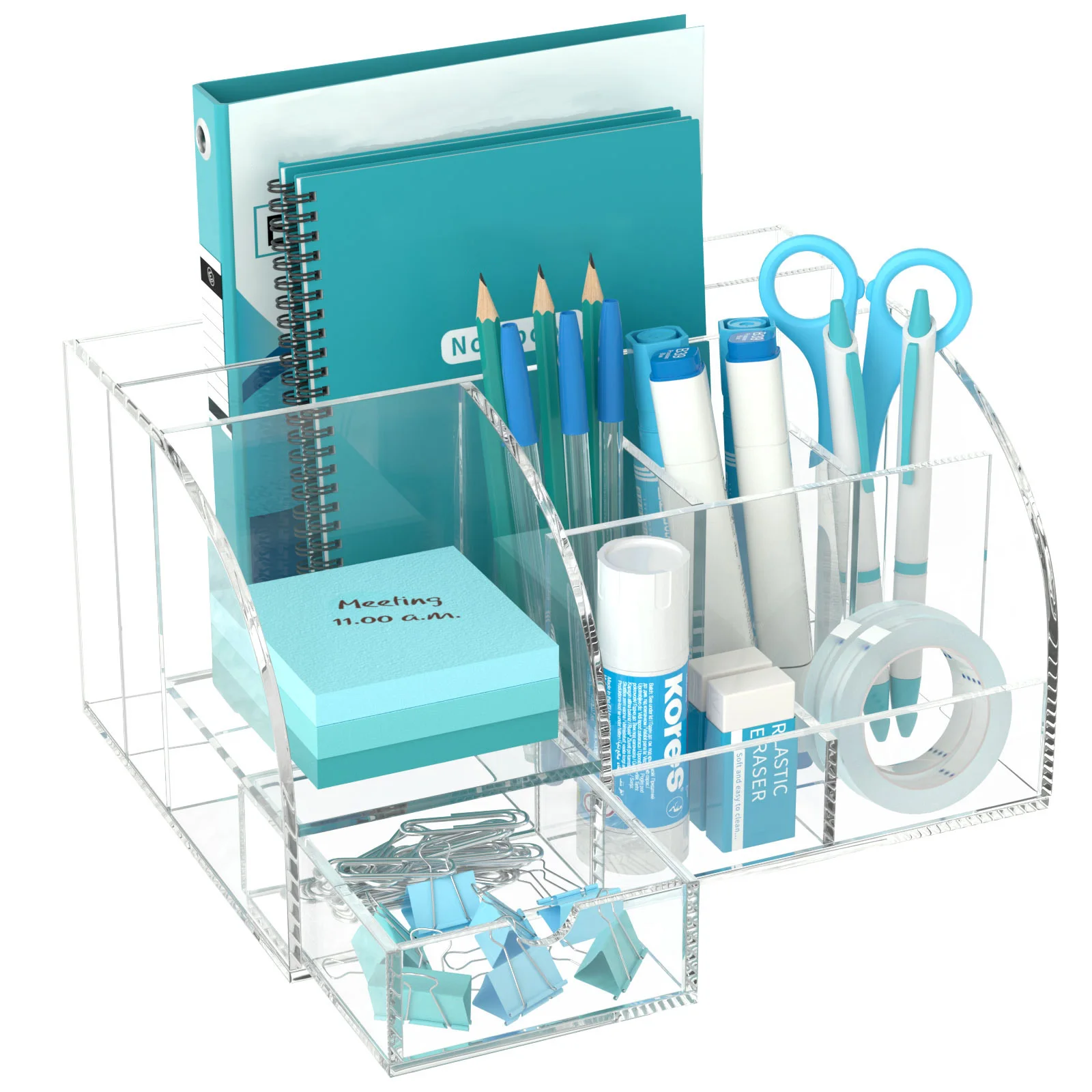 8 Compartments Clear Office Tabletop Accessories Acrylic Desk Organizer ...