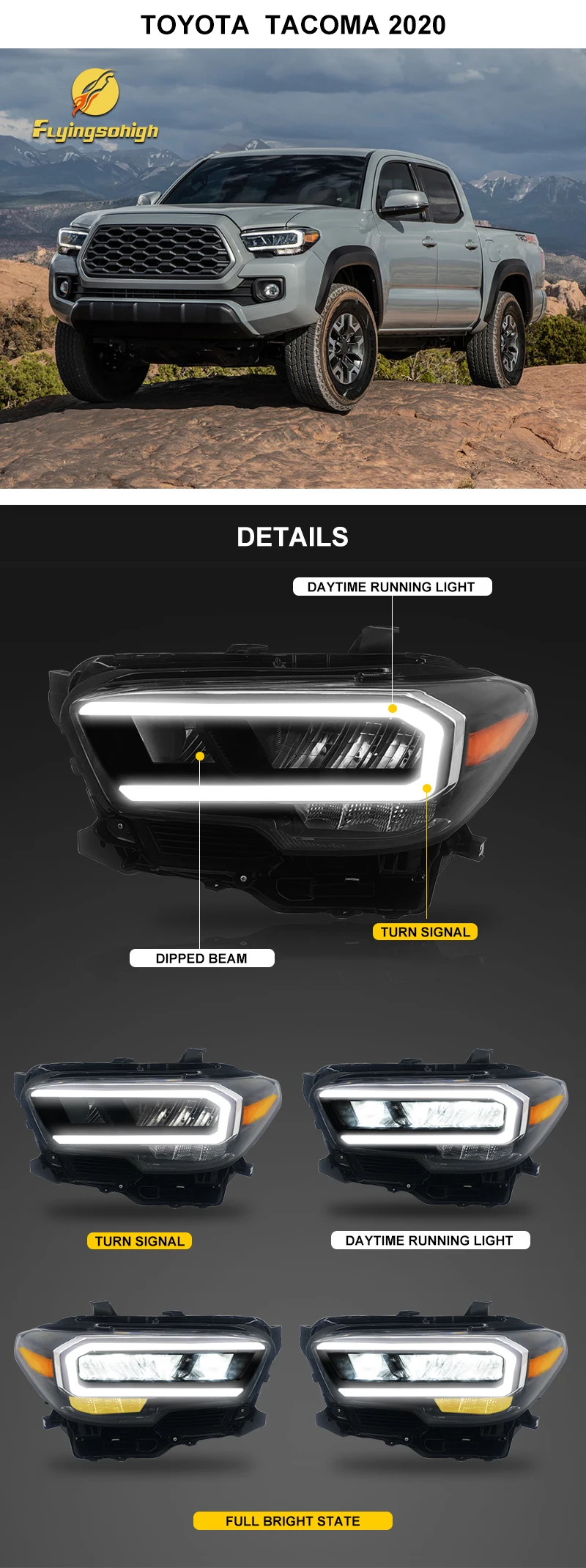 American Standard Body Kit LED DRL Full LED Light Headlamp Assembly for ...