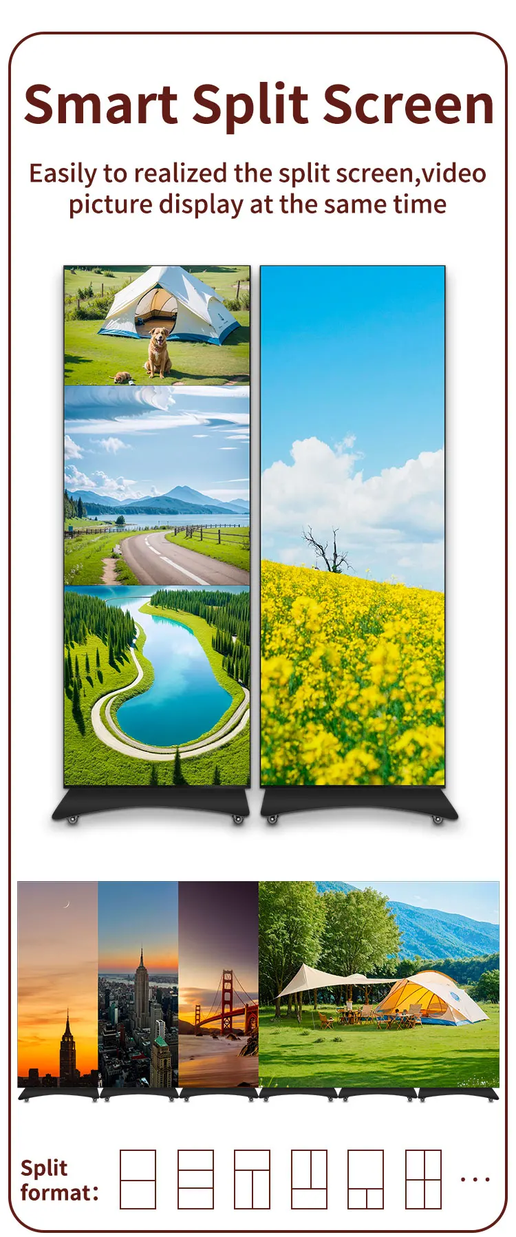 4K P2.5 LED Poster Display - Intelligent Split Screen Advertising
