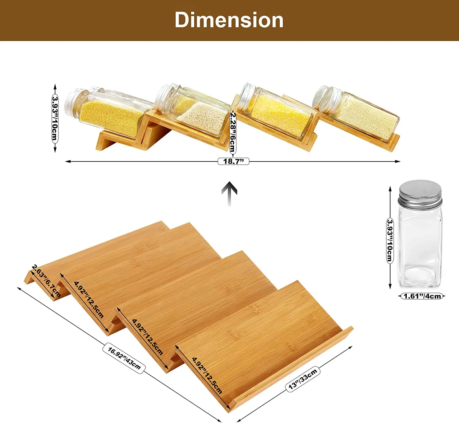 Adjustable Expandable Kitchen Spice Rack Organizer 4 Tiers Bamboo Spice ...