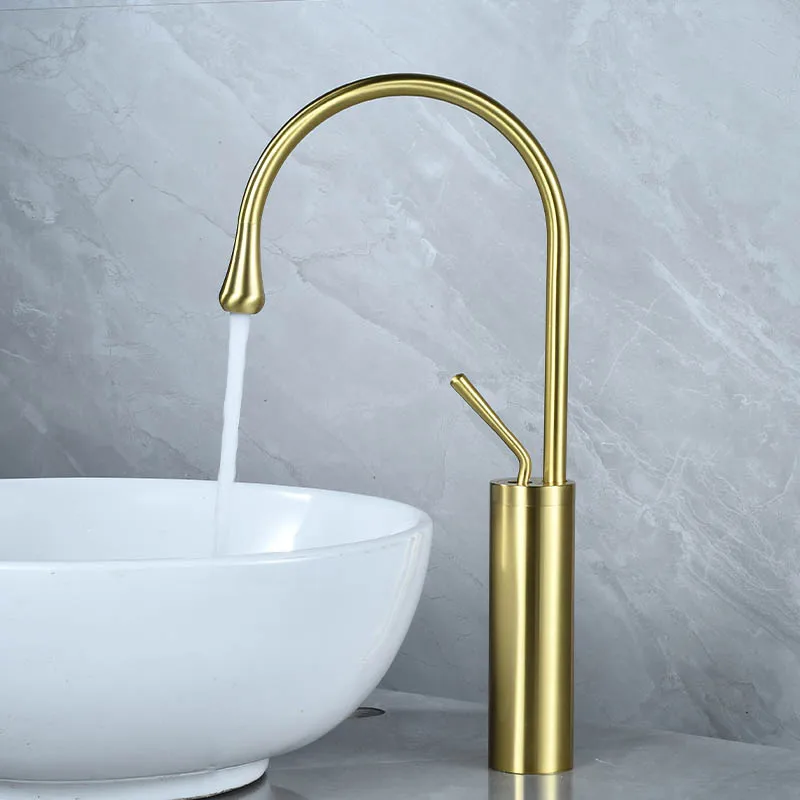 Modern Luxury Golden Color Water Basin Tap Gold Waterfall Wash Basin ...