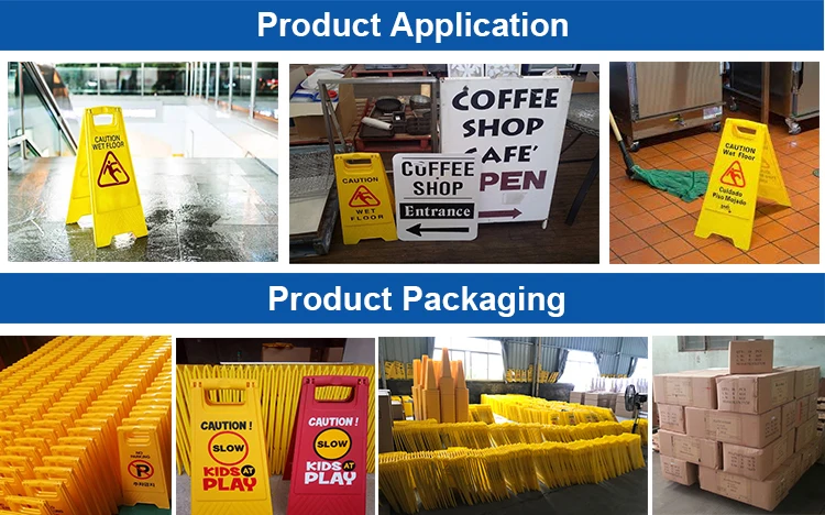 Yellow Plasticade a-Frame Folding Wet Caution Sign