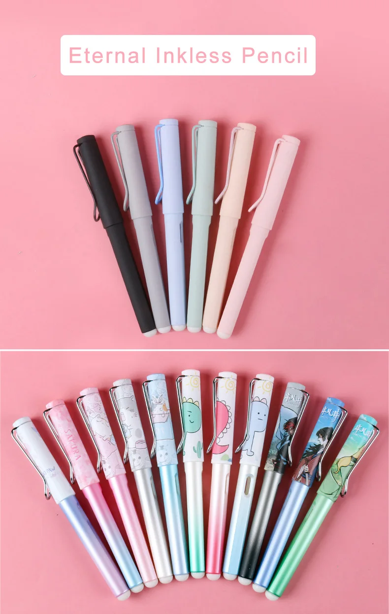 Metal Aluminum Cartoon Inkless Eternal Pen Infinity Pencil Drawing Eco ...