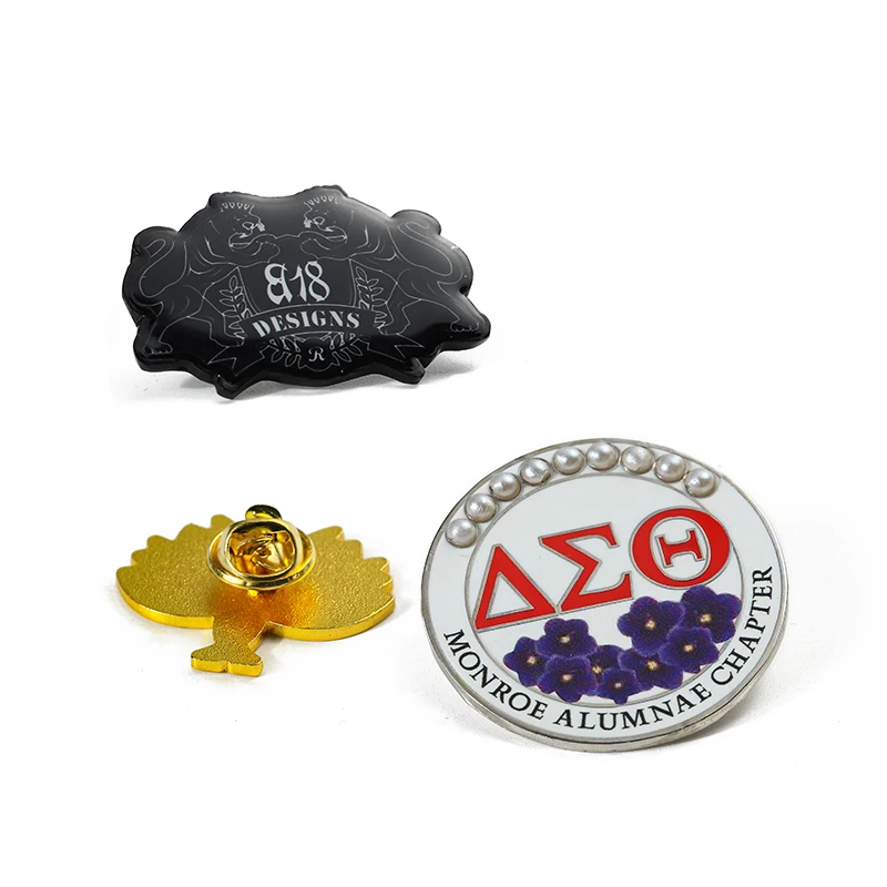 Custom Brooch Logo Metal Pearl Hard Soft Enamel Flower Brooch Pin Cloth ...