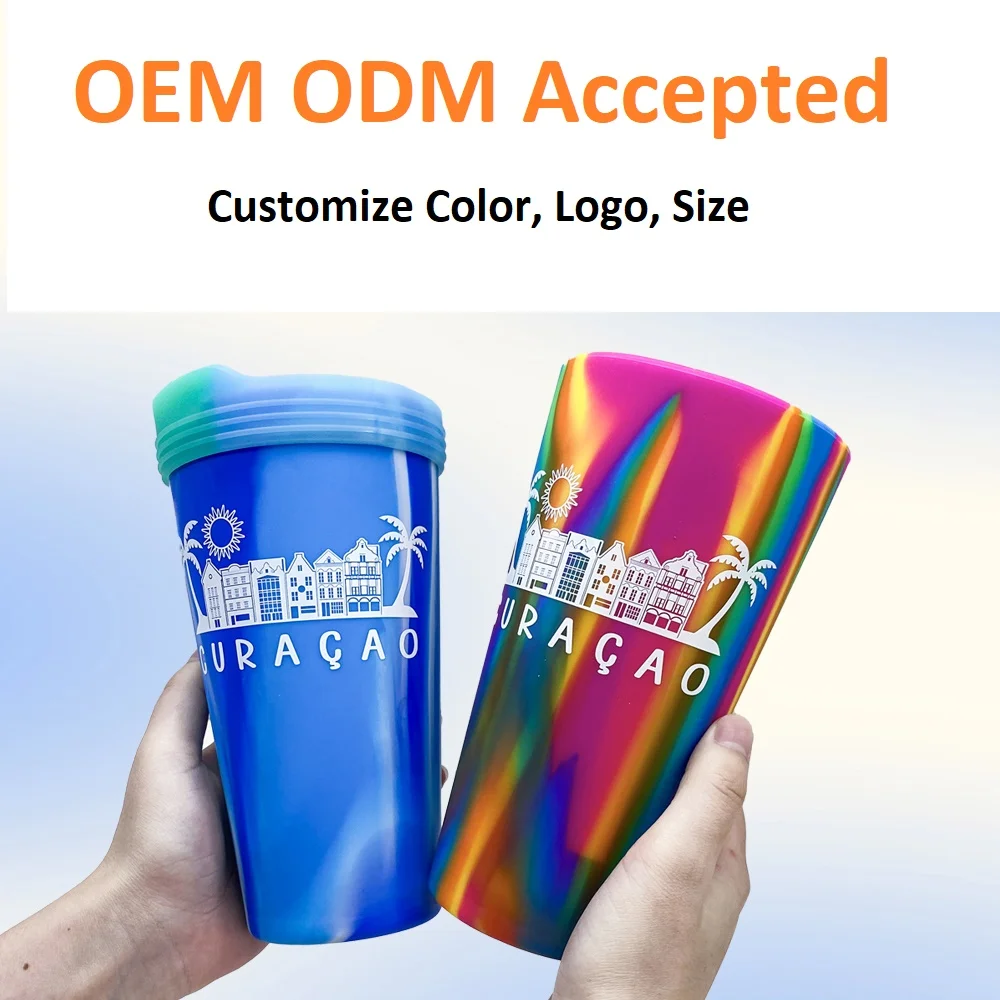 Unbreakable & Reusable Stemless Wine Tumbler Pint Silicone Cup With ...