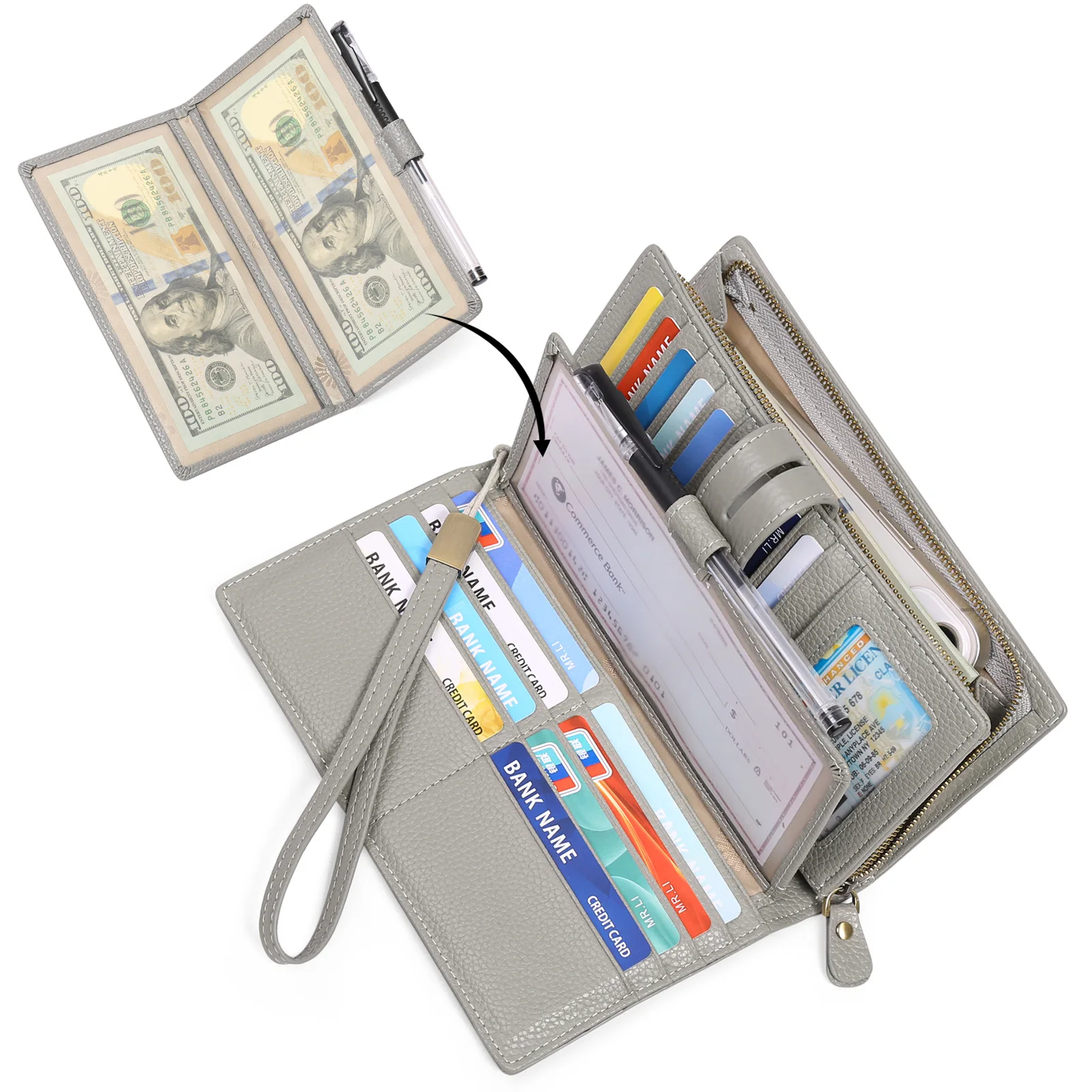 Genuine Wallets Leather Woman Cow Leather Zipper Ladies Purse Two Fold ...