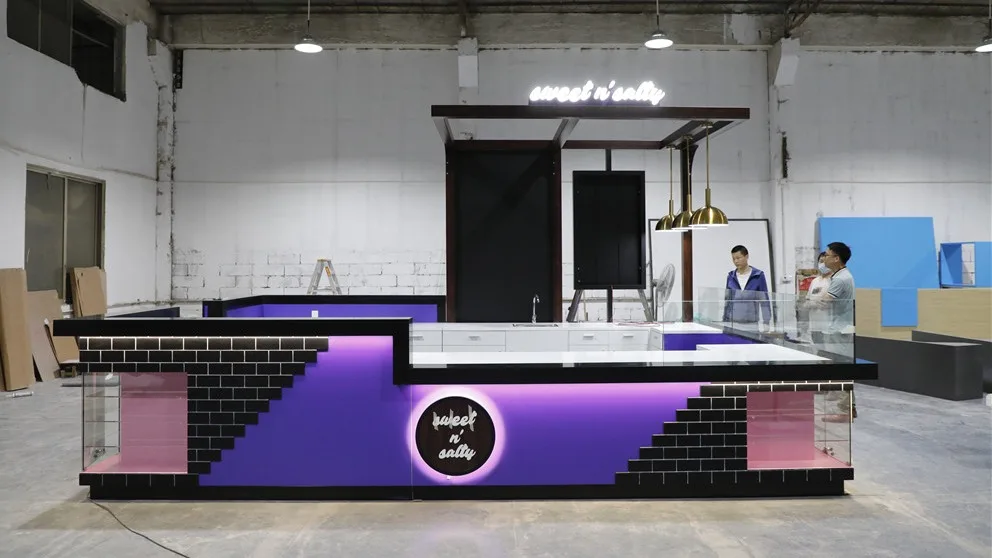 Customized Design Modern Shopping Mall Milk Tea Shop Kiosk Bar Counter ...