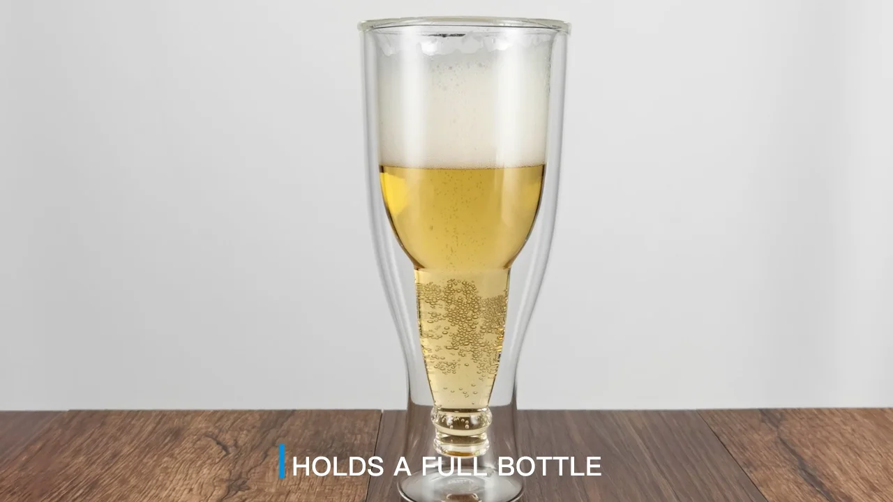 Hand Made Mouth Blowing Upside Down Beer Glass,Double Wall Beer Glasses ...