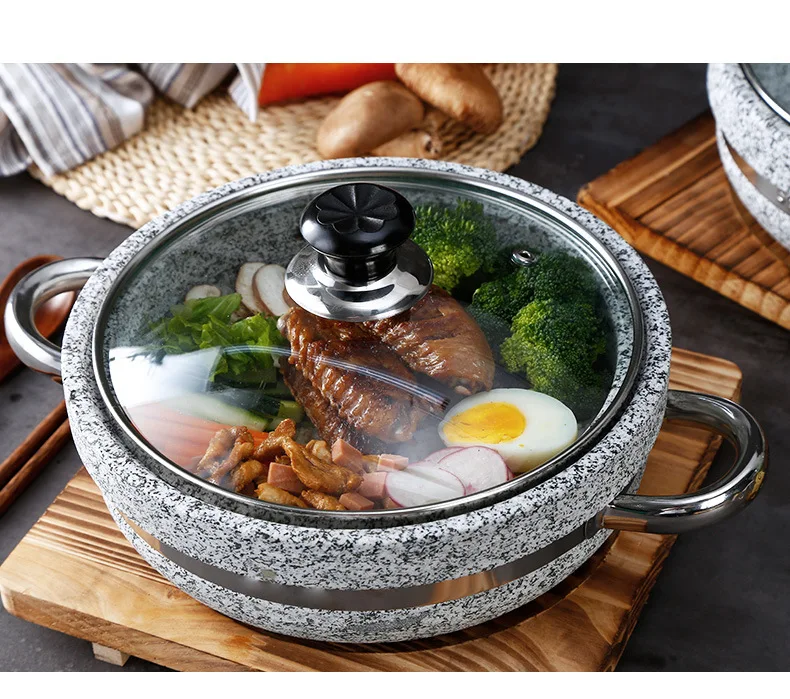 Hot Sale Natural Granite Stone Cooking Pot With Two Handles Cookware ...