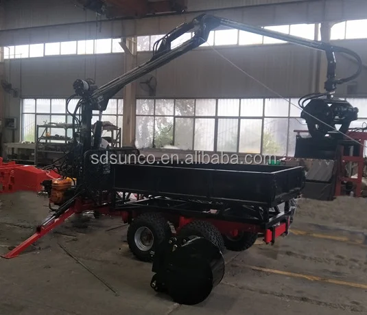 Forest Machine 1t-8t Loading Trailer With Crane Log Loader Trailer ...