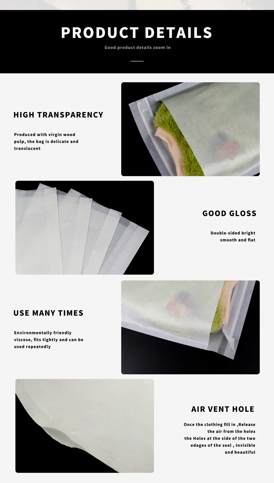 Self-adhesive Semi-transparent Translucent Paper Bag Eco Friendly Wax ...