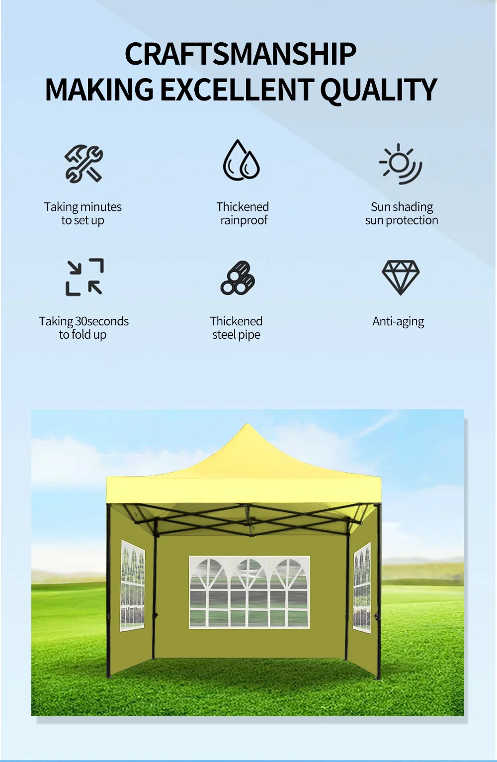 Brand New Carpa Plegable 3x3 3x3m 10x10ft Folding Wall Tent Collapsible ...