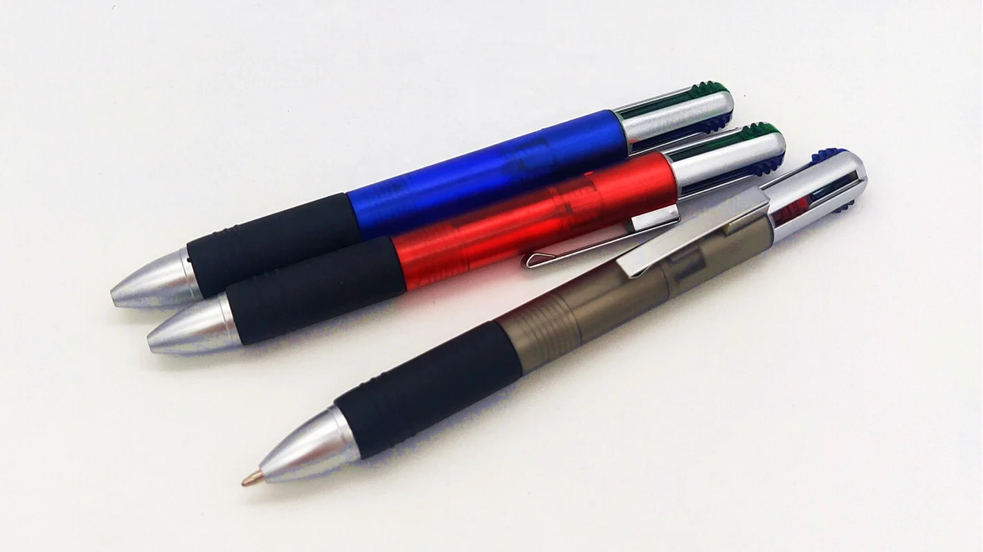 Custom Clear Transparent Multicolor 3 Color Ball Point Pen With Custom ...