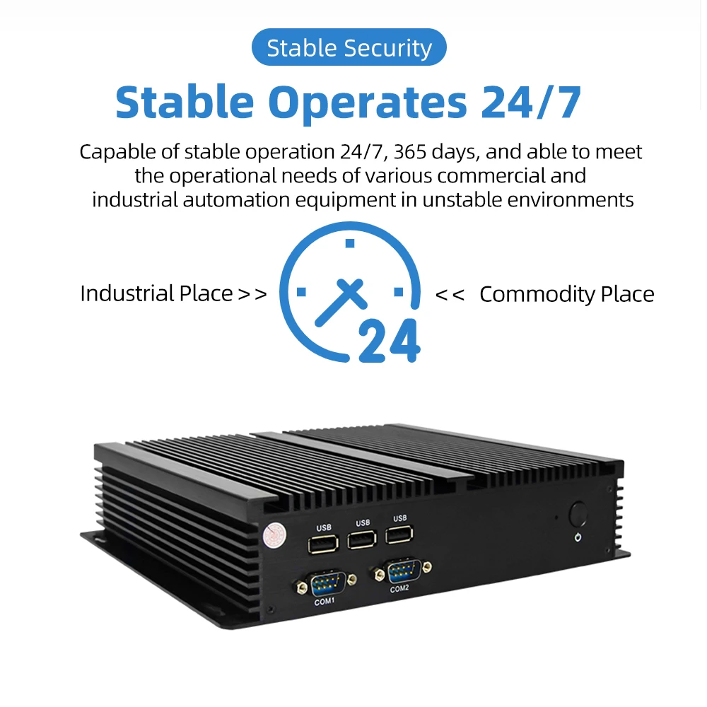 Fanless Industrial Mini Pc Box I3 I5 I7 J1900 4gb 64gb 6x Com Dual Lan Hd-mi Vga Display Support ...
