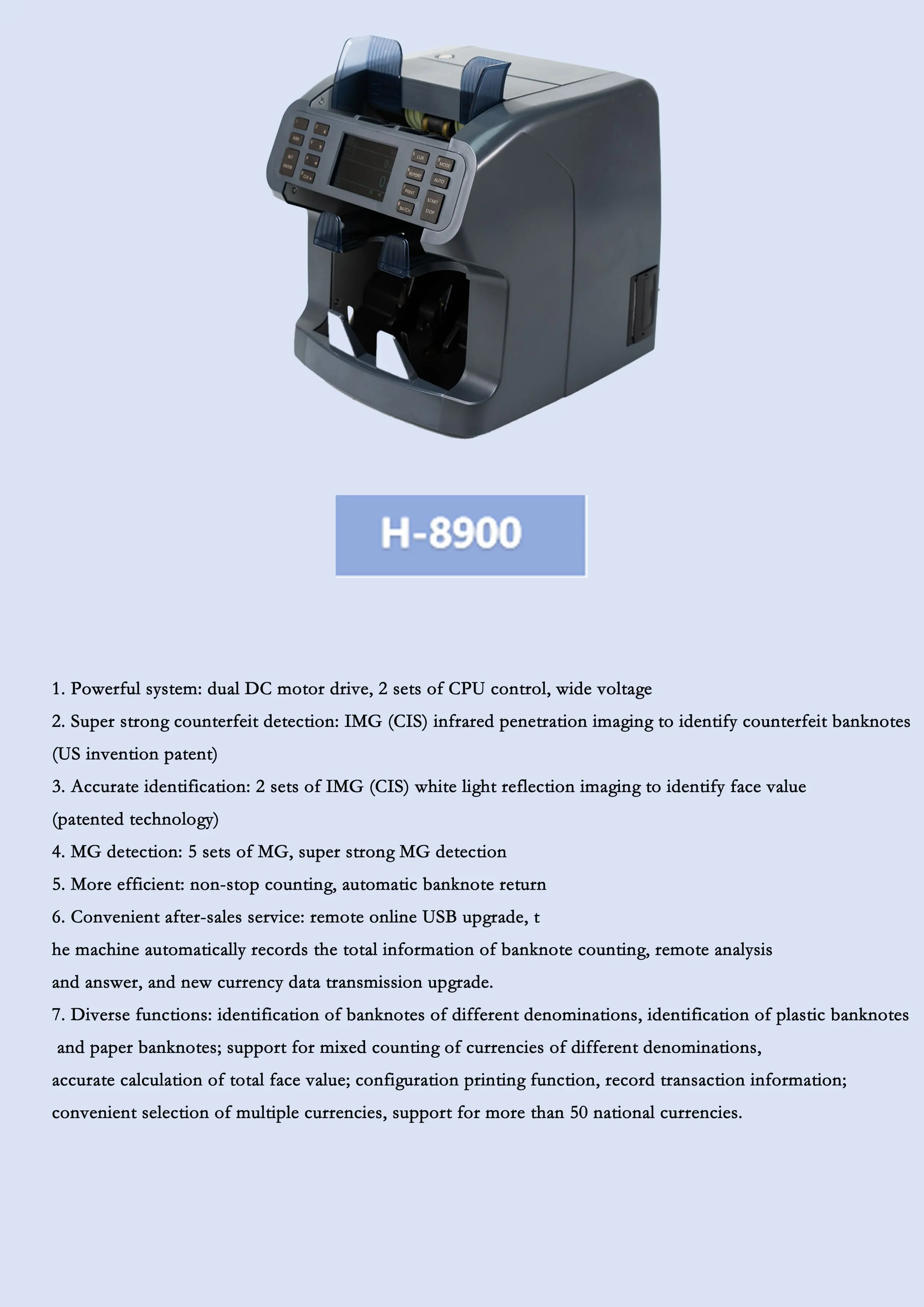 H-8900 Mixed Bill Counter Cash Banknote Multi-currency Counting Machine ...