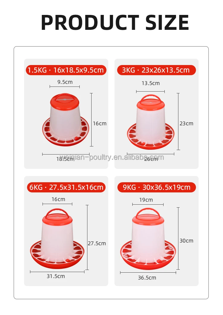 Poultry Feeder 12kg Plastic Feeder Iron Handle Chicken Feeder Large ...