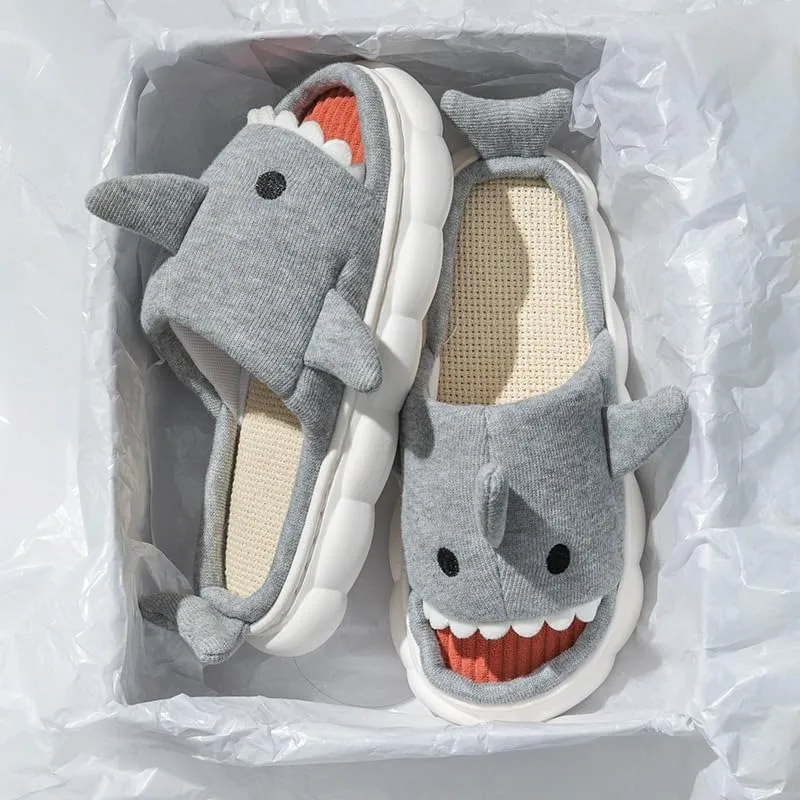 Cartoon Cute Shark Animal Shape Slippers,Thick Sole Soft Indoor Outdoor ...