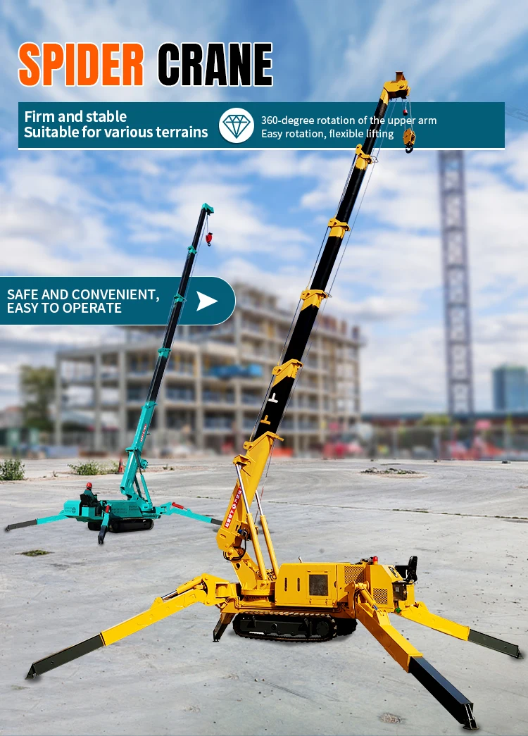 3T Crawler Spider Crane - 360 Degree Hydraulic Lifting