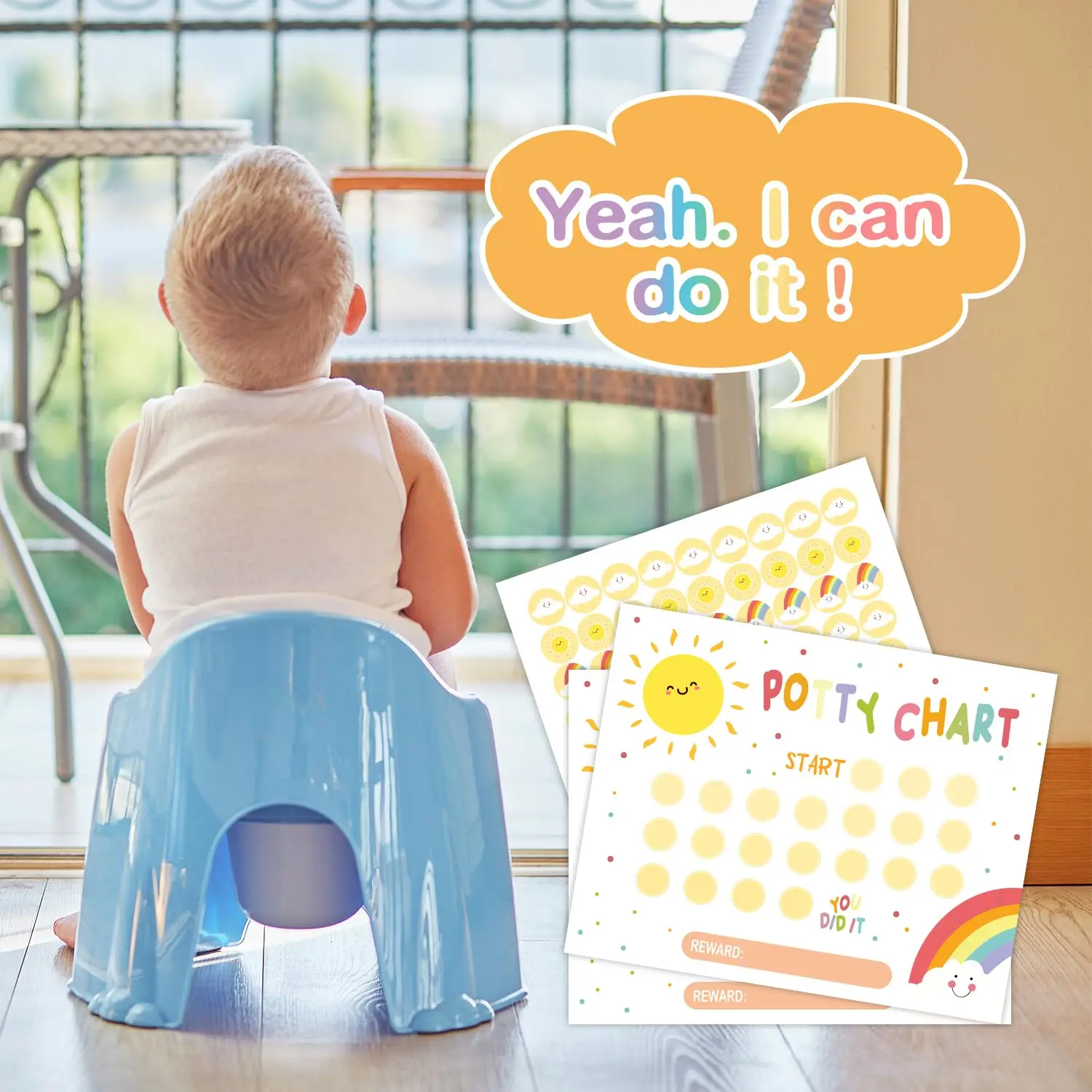 Potty Training Sticker Chart Reward Monkey Design For Toddler Girls And ...