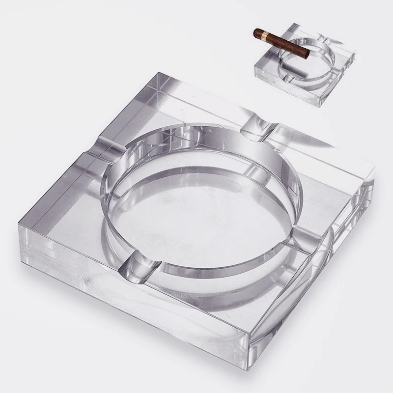 Crystal Acrylic Large Square Cigar Ashtray 4 Slot Square Crystal Cigar ...