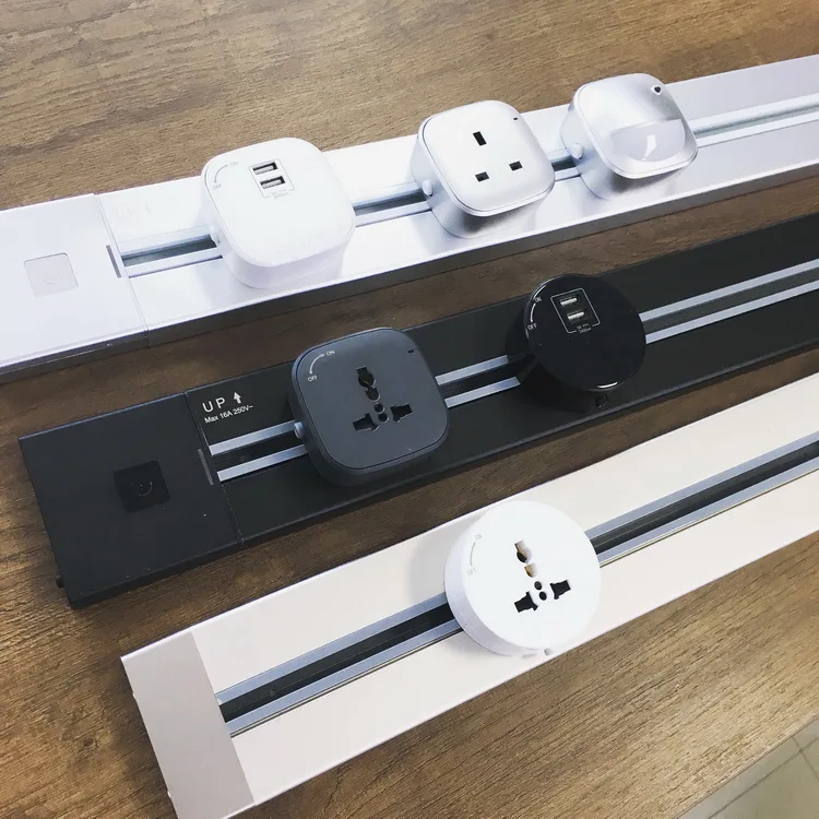 Smart Movable In Wall Cable Management Office Desk Power Track Mounted ...