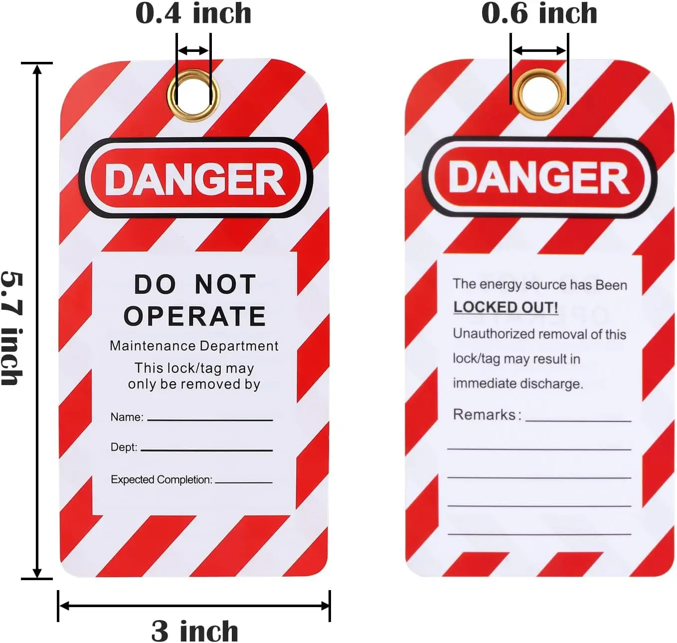 Red Warning Safety Lockout Tagout Tags for Lockout Out of Service ...