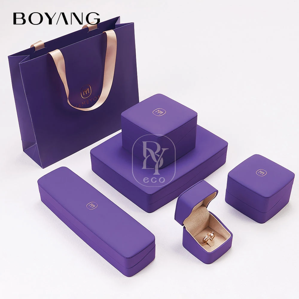 Custom Luxury Purple Leather Earring Necklace Ring Bracelet Set ...