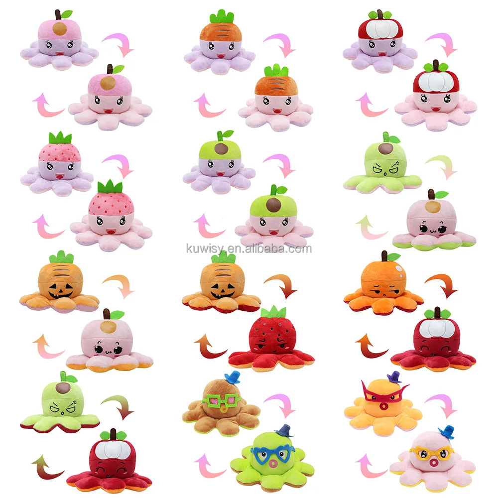 2024 Ama Zon Soft Stuffed Animals Toys Fruit Octopus Flip Reversible ...