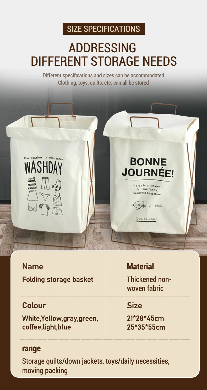 Large Folding Washing Clothes Container Laundry Basket Collapsible With ...