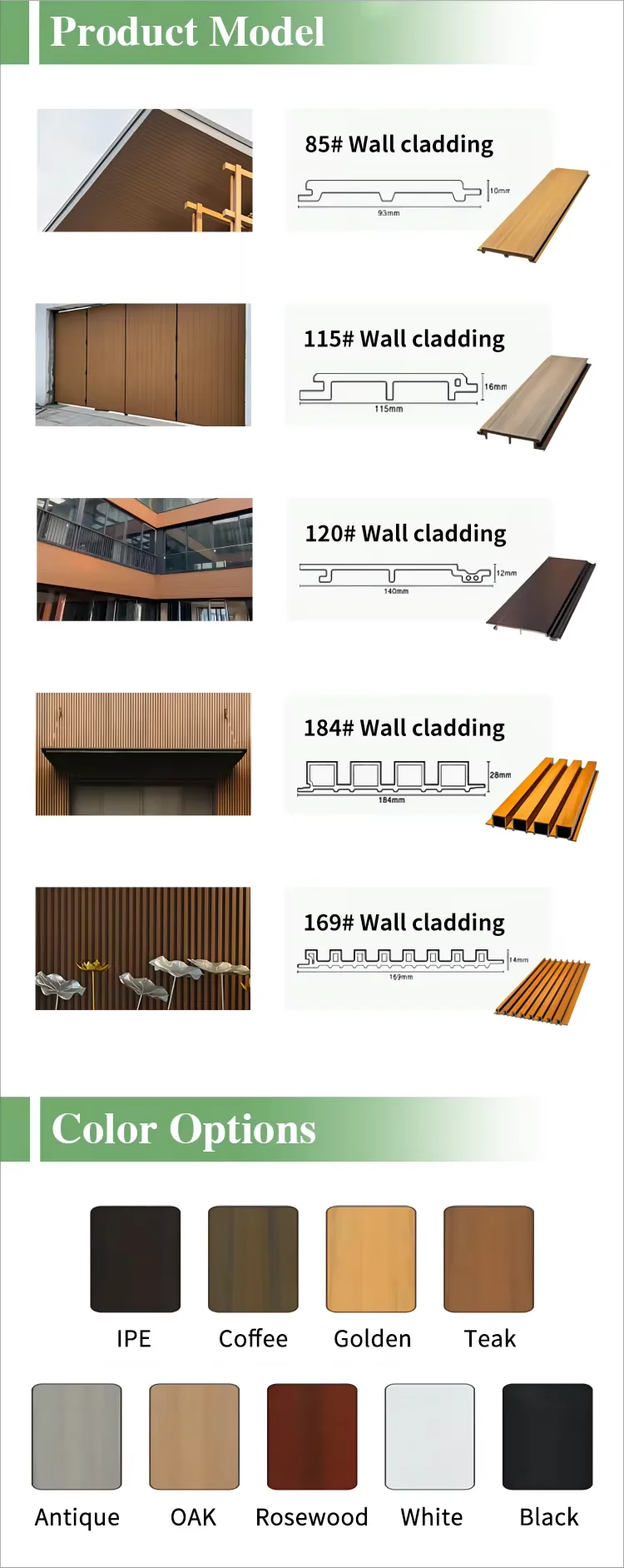 Waterproof Wood Plastic Composite Louvers for Outdoor Decor