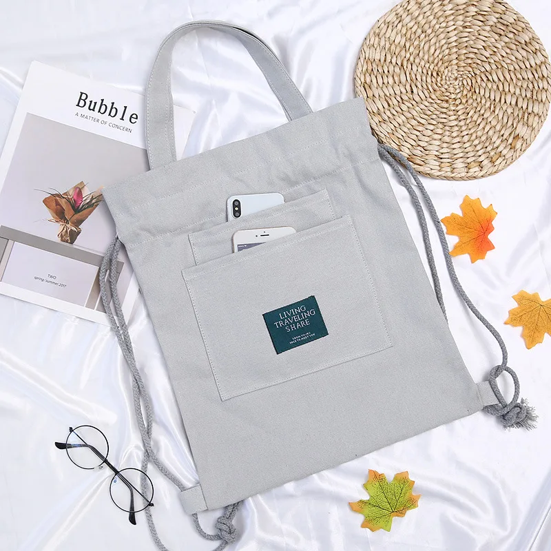 Oem Gift Drawstring Cotton Tote Bag With String Custom Canvas ...