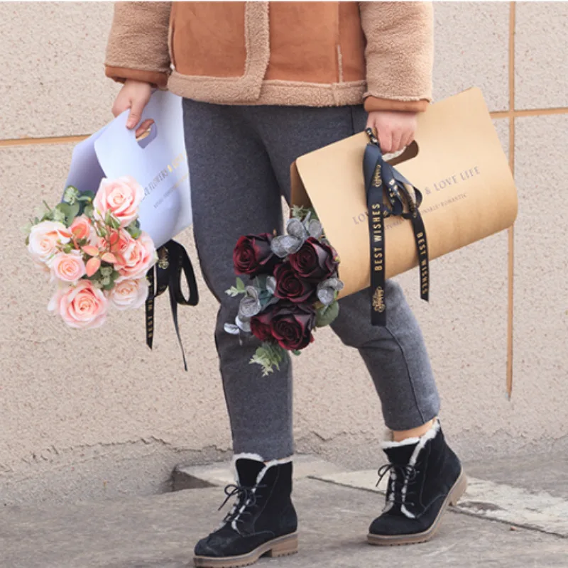 Personalized Logo Custom Flower Bouquet Packaging Wrapping Bag Portable ...