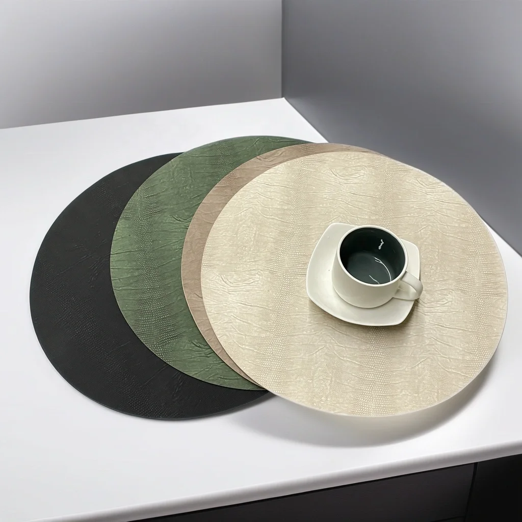 Custom Print Round Luxury American Restaurant Placemat Green Faux ...