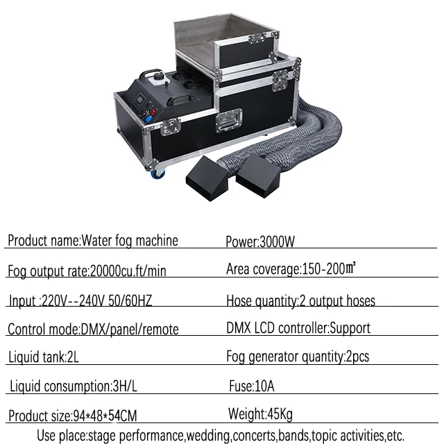 Professional 3000W Water Low Fog Machine Duel Output Water Ground Fog ...