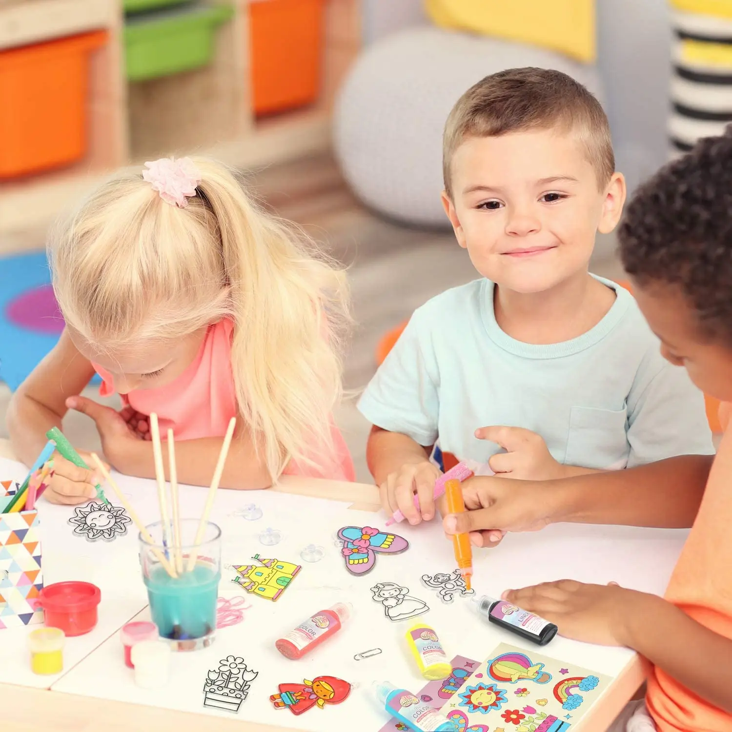 Craft Kits 3D Window Pain Art Toy and Sticky Suncatcher Double Craft ...