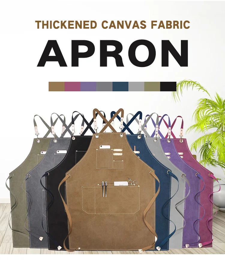 Kefei Custom Waxed Barber Duck Canvas Apron With Pockets Barbering Hair ...