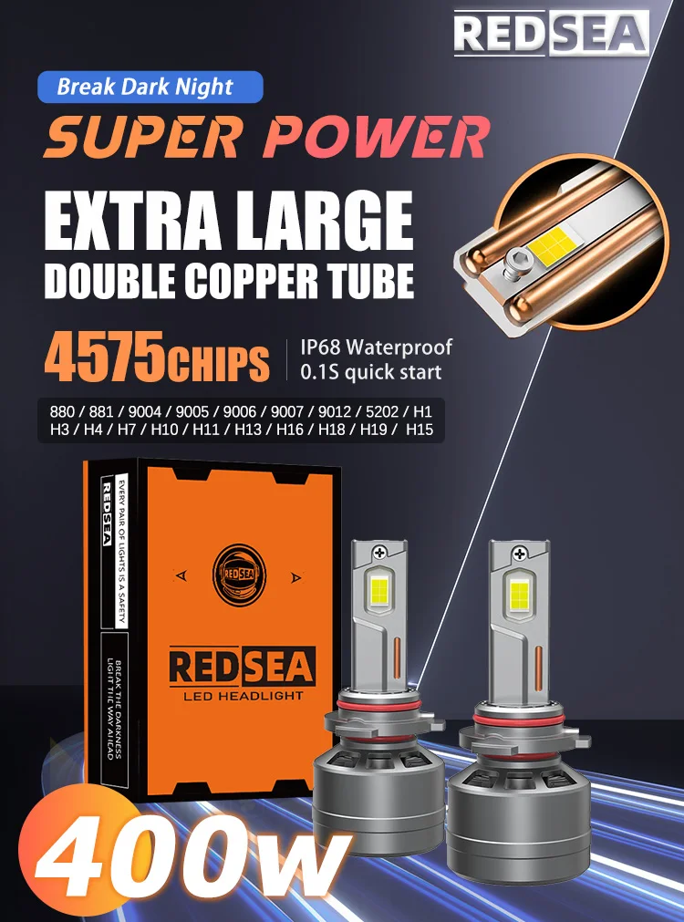 Redsea Super Bright Led Headlight X32 400w 40000lm Extruded Aluminum H1 H4 H7 H11 9005 9006 H7 ...