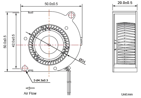 CoolCox 5020 Mini Turbo Axial Flow Fan 50x50x20mm for Air Conditioning ...