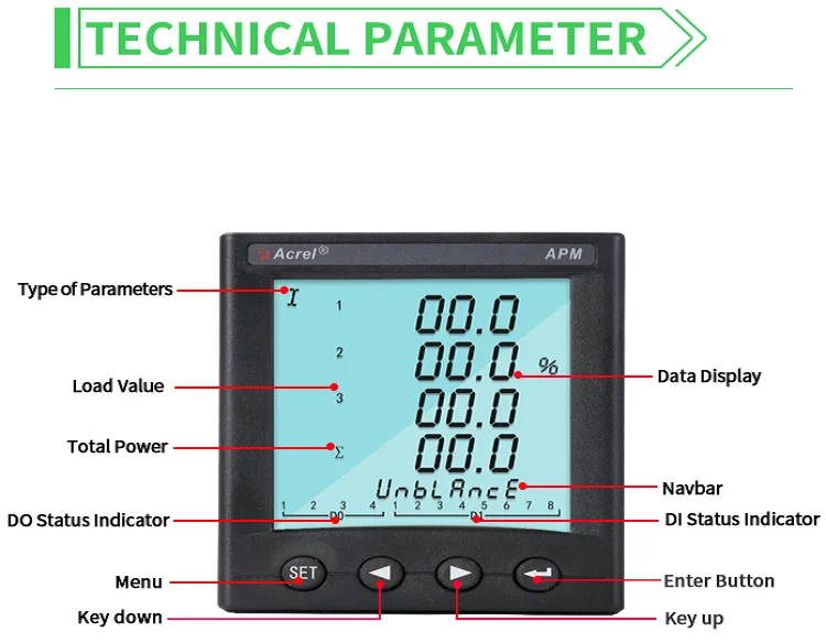 Acrel APM801 AC Multifunction Smart Meter/3P3L 3P4L Electric Network ...