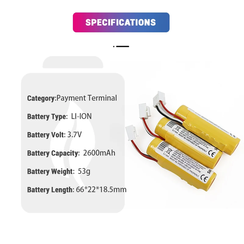OEM Lithium Ion Battery - 3.7V 2600mah for POS Terminals