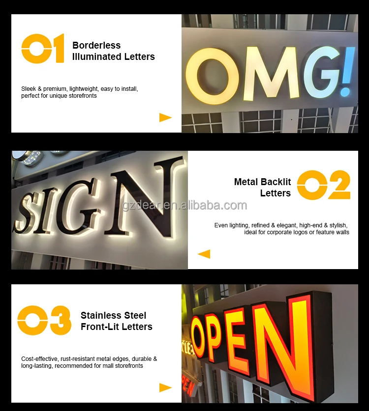 Custom Outdoor Business Store Name Frontlit Letter M Signage Boards ...