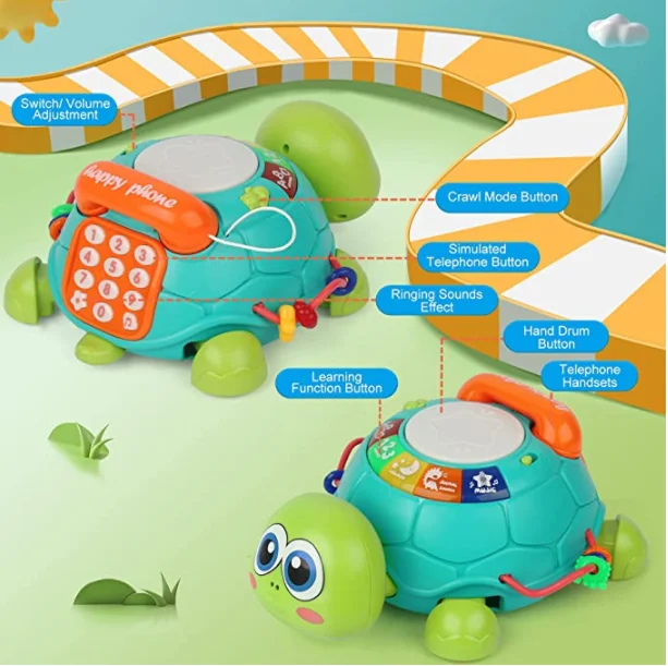 Cute Stone Baby Learning Toy Musical Turtle Toy Pretend Phone Call ...