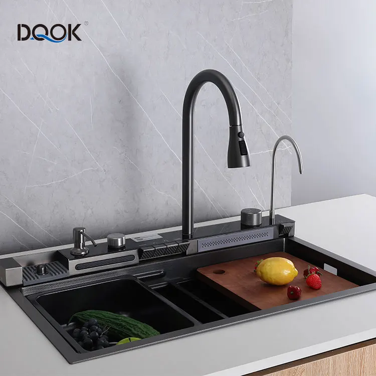 Metal Smart Multifunction Black Modern Kitchen Sink Stainless Steel ...
