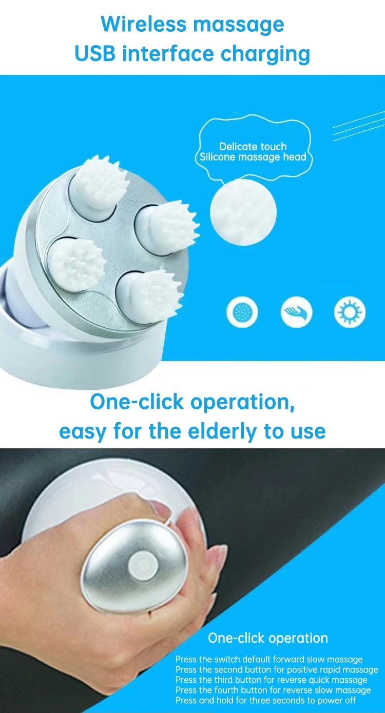 Hot Sale Waterproof Handheld Scalp Massager Electronic Portable Head ...