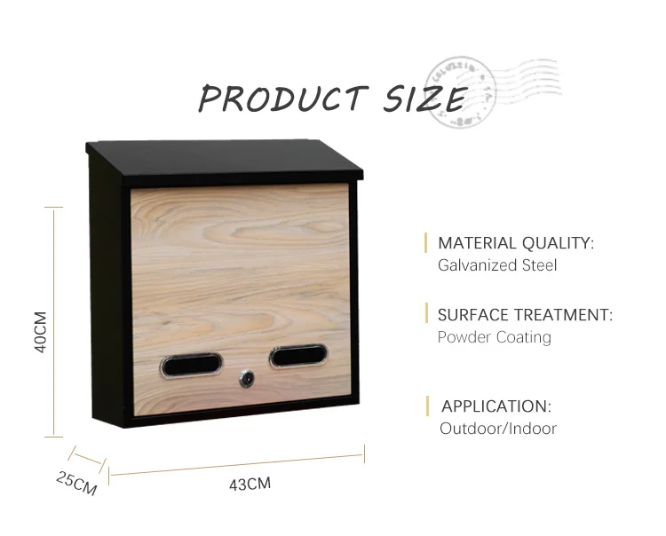 Outdoor Modern Galvanized Wood Grain Effect With Nameplate Letterbox ...