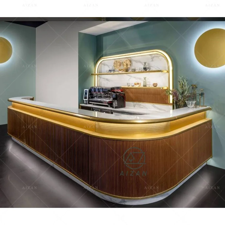 L Shape Curved Restaurant Cafe Coffee Shop Modern Bar Counter