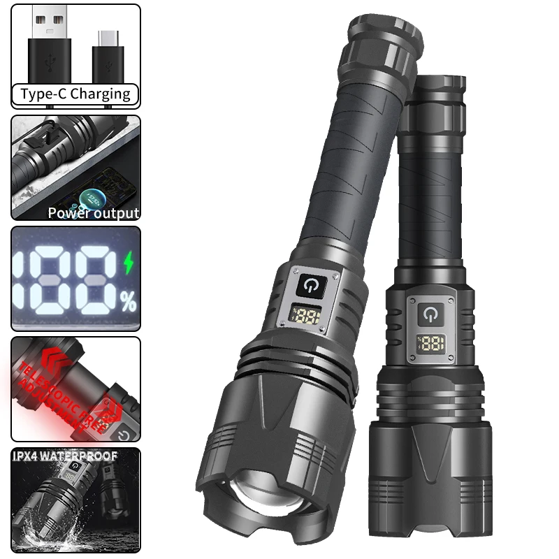 5000lm 26650 XHP360 60W LED Rechargeable Torch - High Power