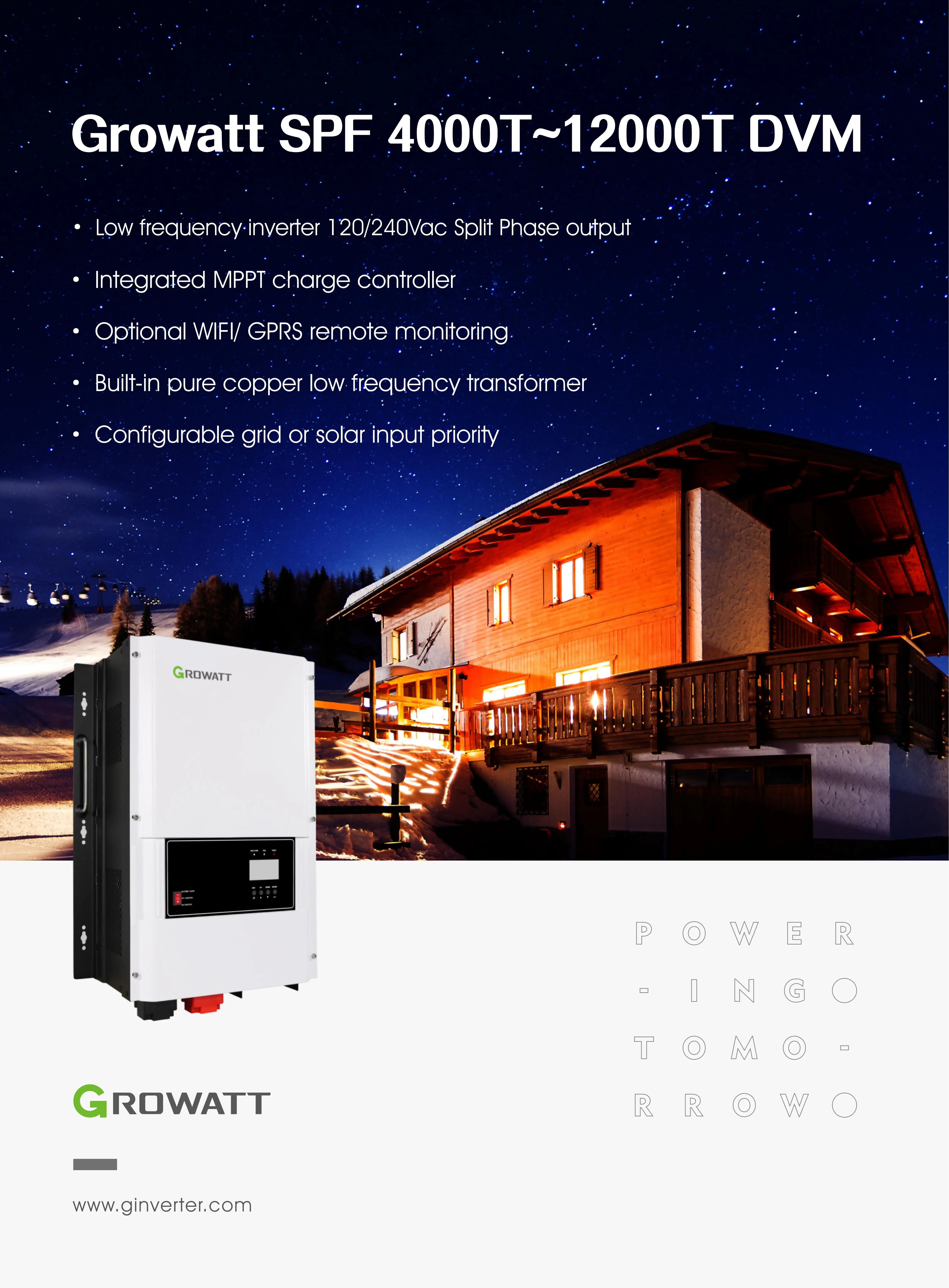 Off-grid Storage Inverter Growatt Inverter Spf 4000-12000t Dvm 4-12kw Single Phase Solar Panel ...