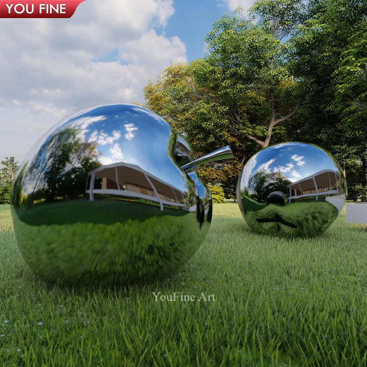 Exquisite Large Metal Fruit Stainless Steel Apple Sculpture